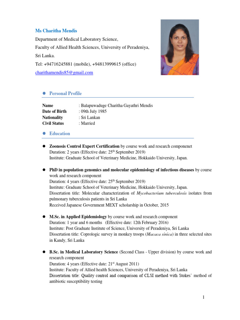 Charitha CV | PDF | Tuberculosis | Vaccines