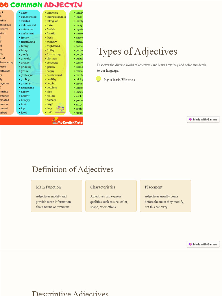 Types of Adjectives | PDF | Adjective | Noun