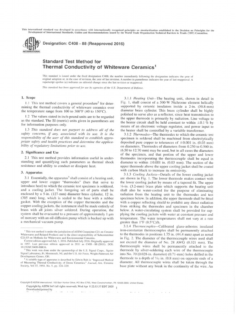 Astm C408-88 (2016) | PDF
