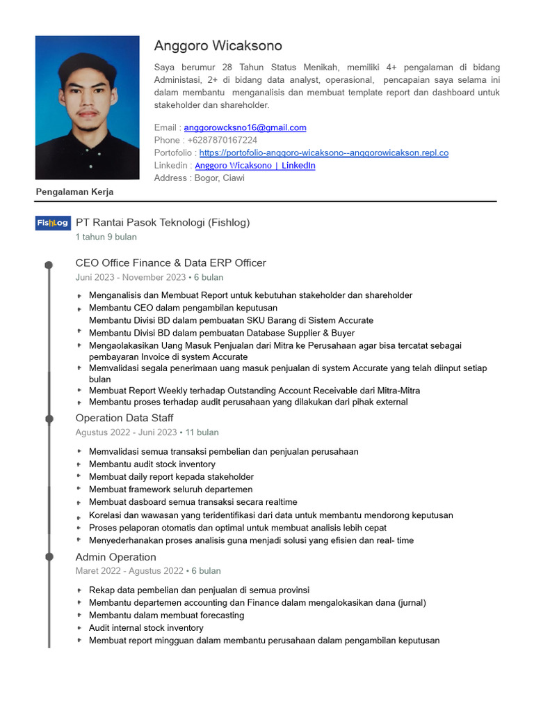 CV Anggoro Wicaksono | PDF