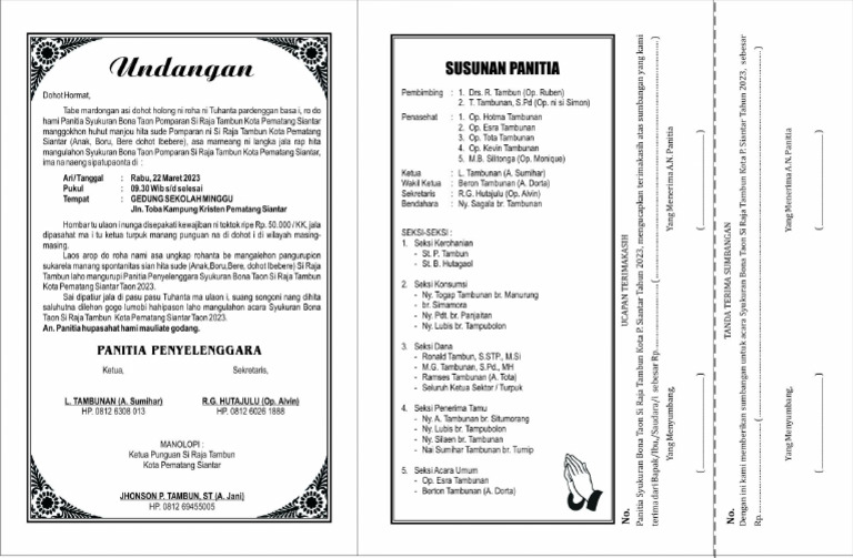 Undangan Bona Taon 1 | PDF