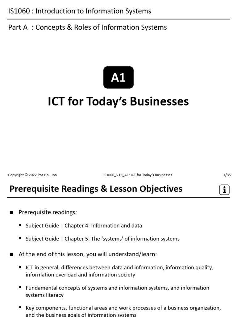 A1 - 1 ICT For Today's Business | PDF | Information System | Information