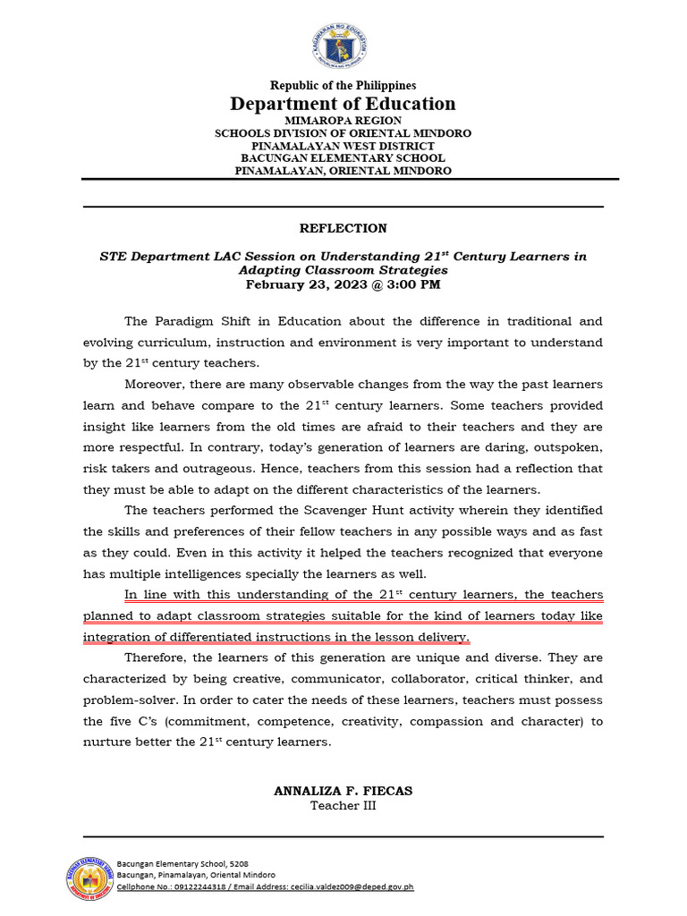 Reflection 3 | PDF | Learning | Differentiated Instruction