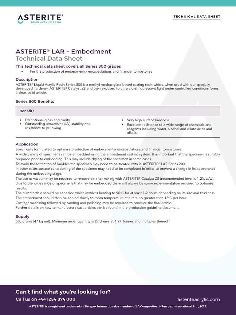 ASTERITE® LAR Embedment Technical-Data-Sheet.1569415928 | PDF | Poly ...