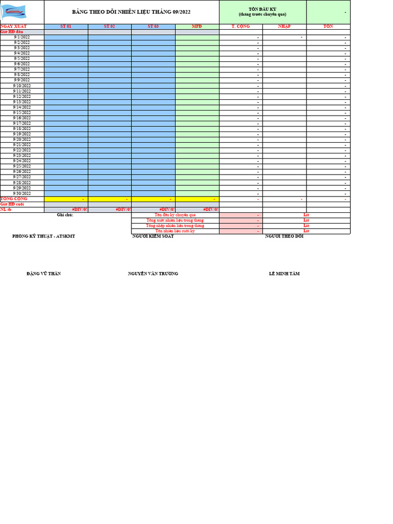 1. SWC.TECH.QT03.V01.2023.A1-THEO DÕI NHIÊN LIỆU | PDF