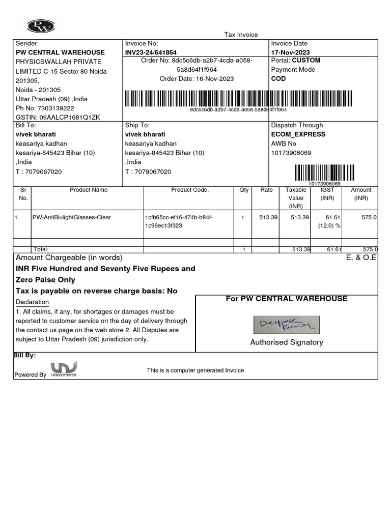 English Class 10th Solution | PDF | Invoice | Money