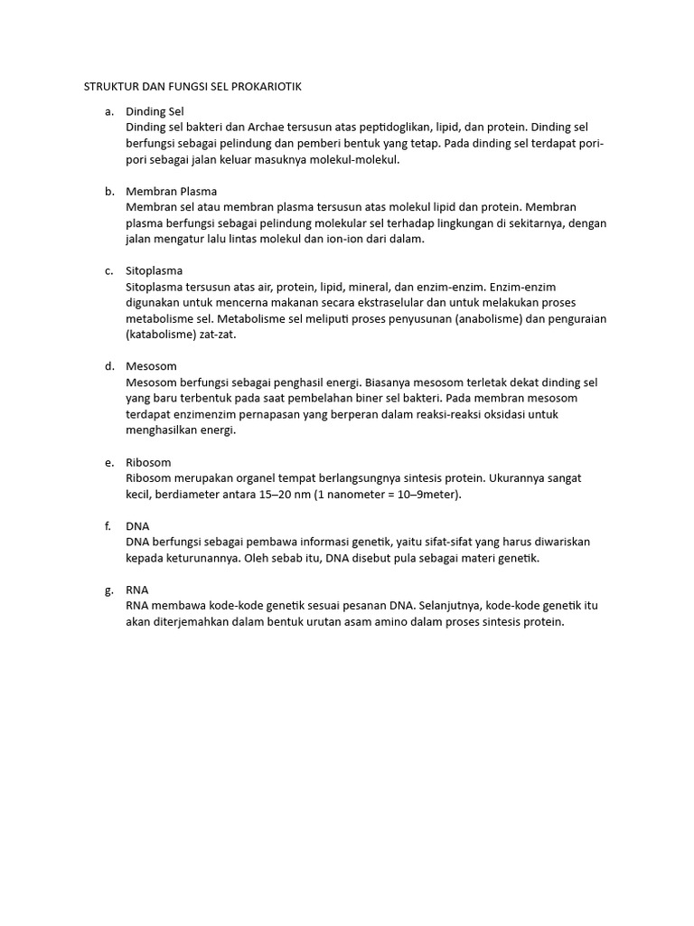 Struktur Dan Fungsi Sel Prokariotik Pdf