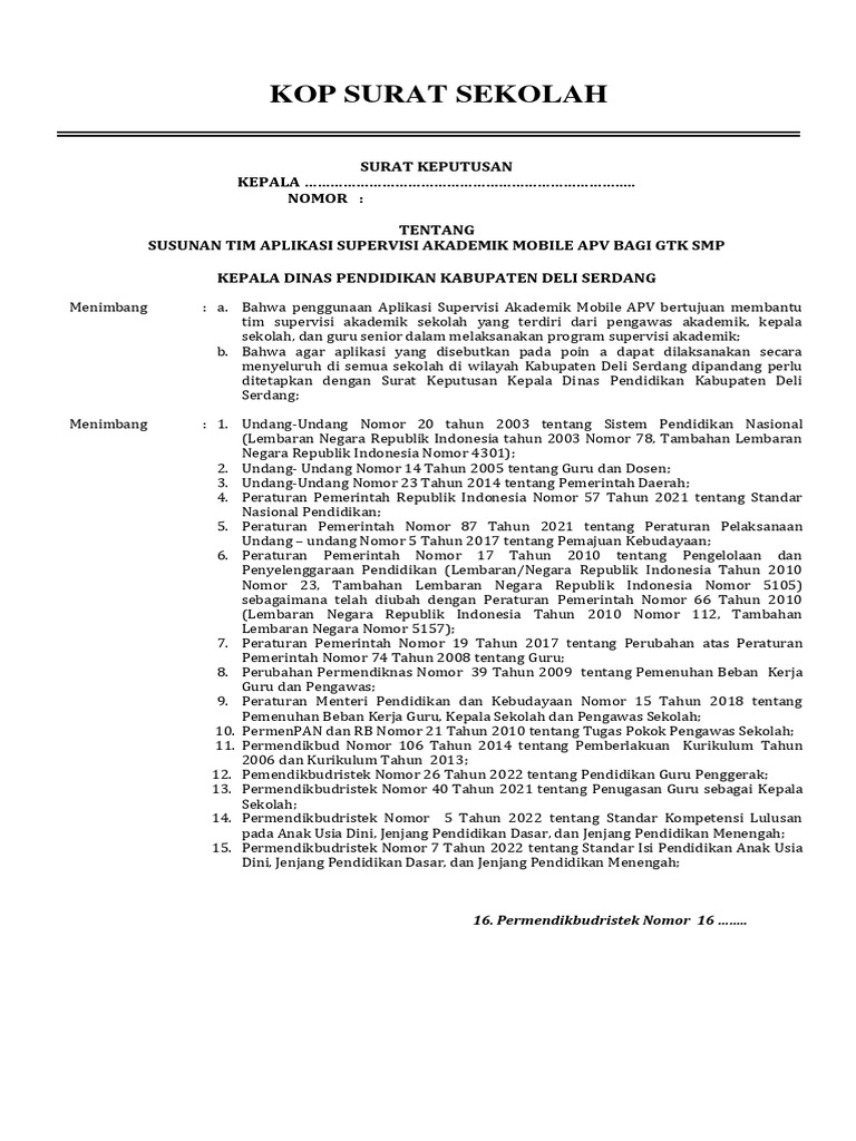 Contoh Format SK MOBILE APV | PDF