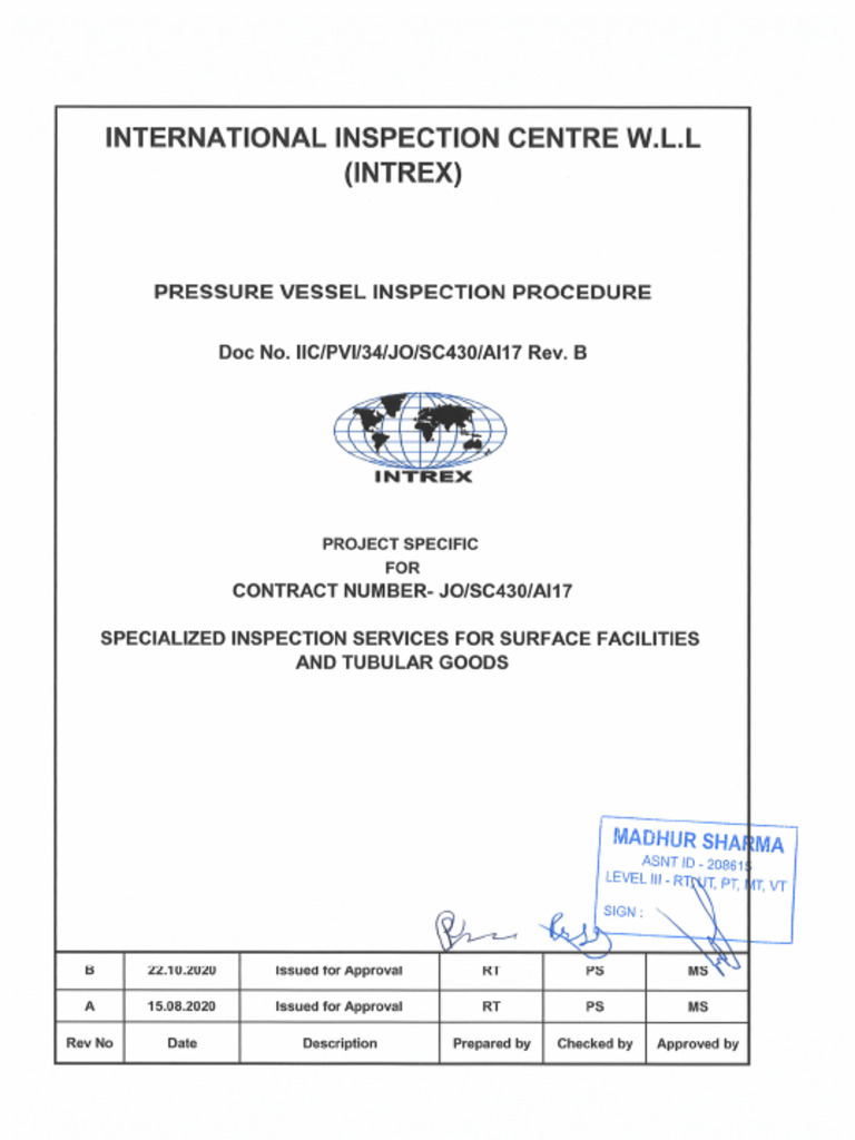 Pressure Vessel Inspection Procedure | PDF | Nondestructive Testing ...