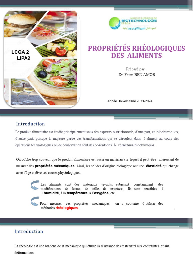 3 - Propriétés Rhéologiques Des Aliments (VF) 2022-2023 | PDF | Fluide ...