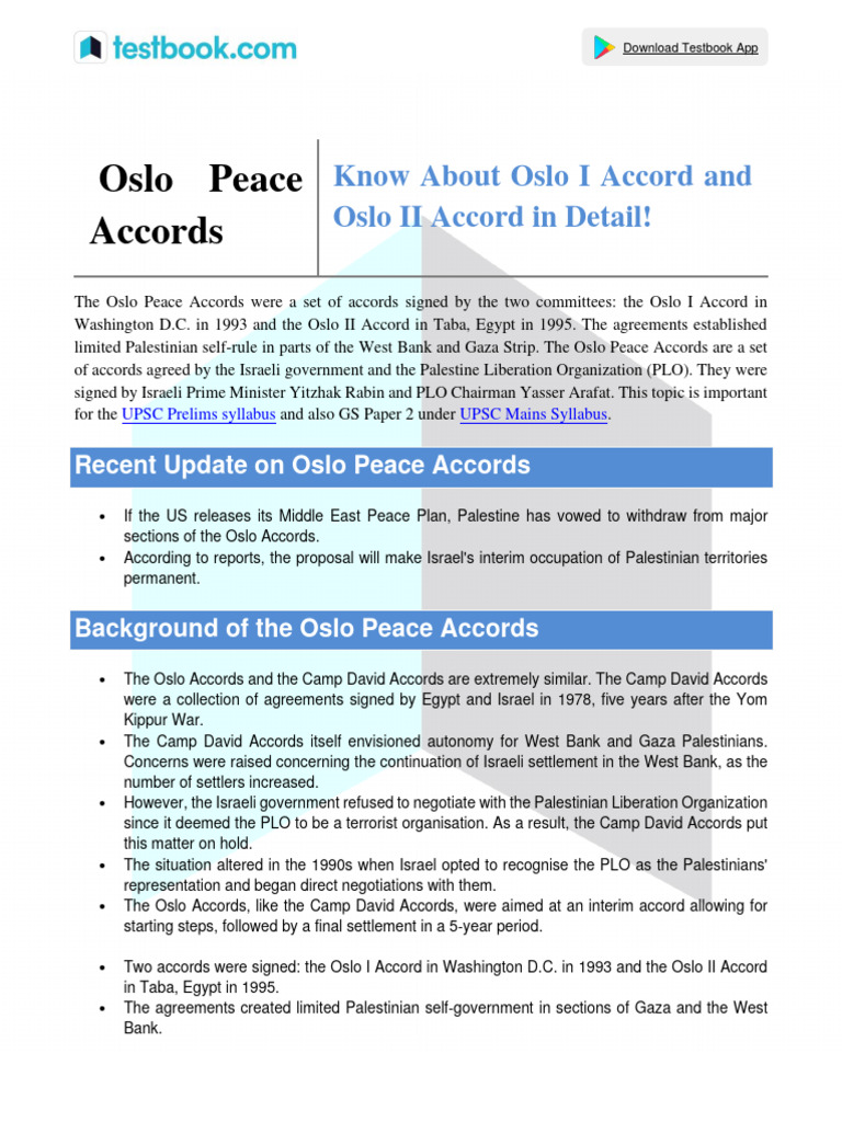 Oslo Peace Accords IR | PDF | Oslo I Accord | Oslo Accords