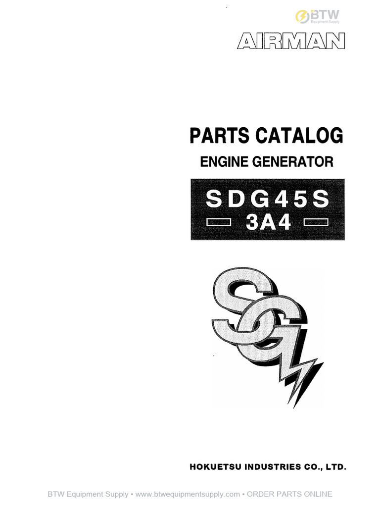 AIRMAN SDG45S 3A4 Parts Catalog Engine Generator BTW | PDF | Electrical Wiring | Manufactured Goods