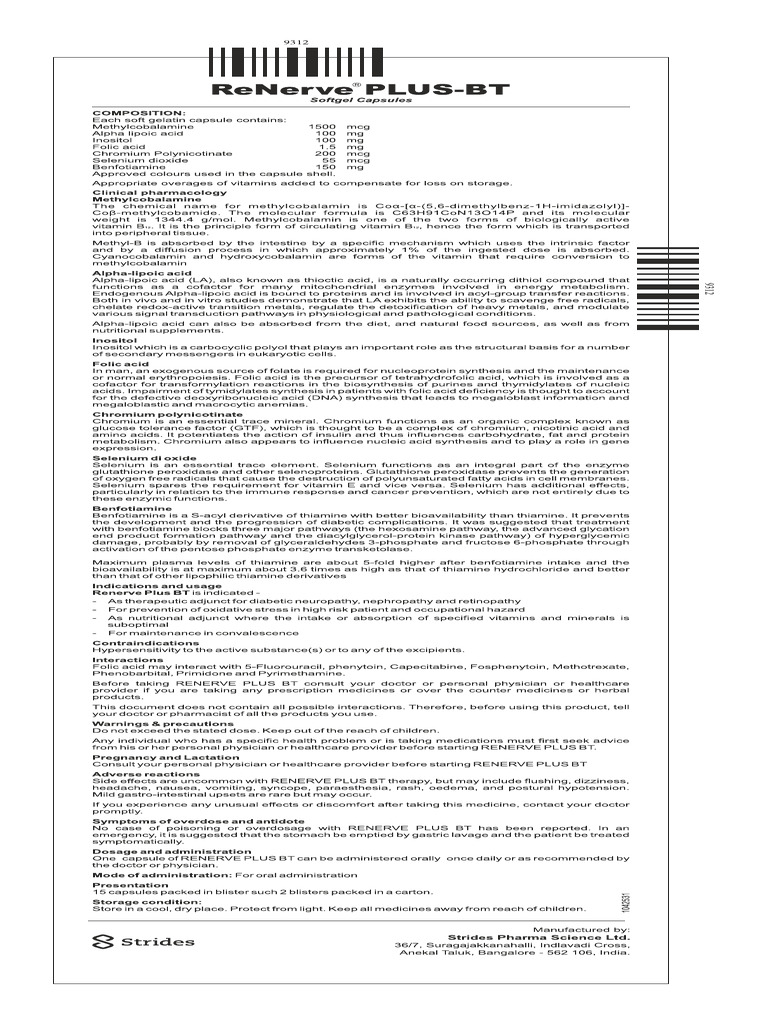 Renerve Plus BT Soft Gel Caps | PDF