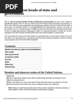 Current Heads of State 2025 | PDF | Heads Of State | Government Related ...