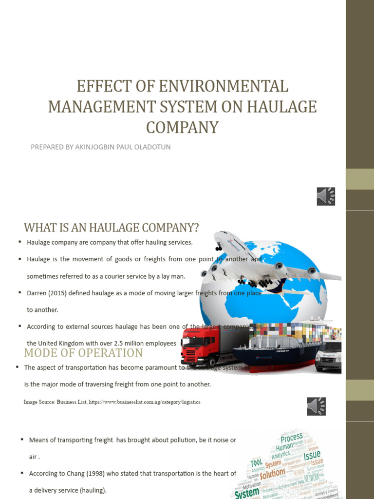 Effect of Environmental Management System On Haulage Company | PDF | Logistics | Marketing