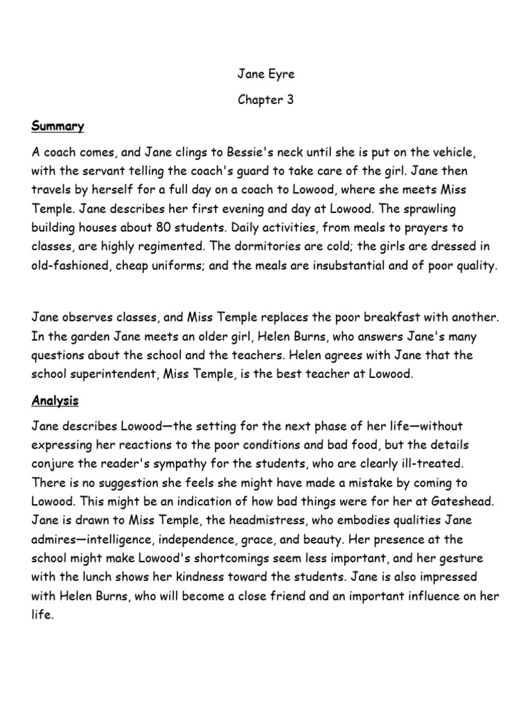 Jane Eyre Chapter 3: Arrival at Lowood | PDF | Jane Eyre