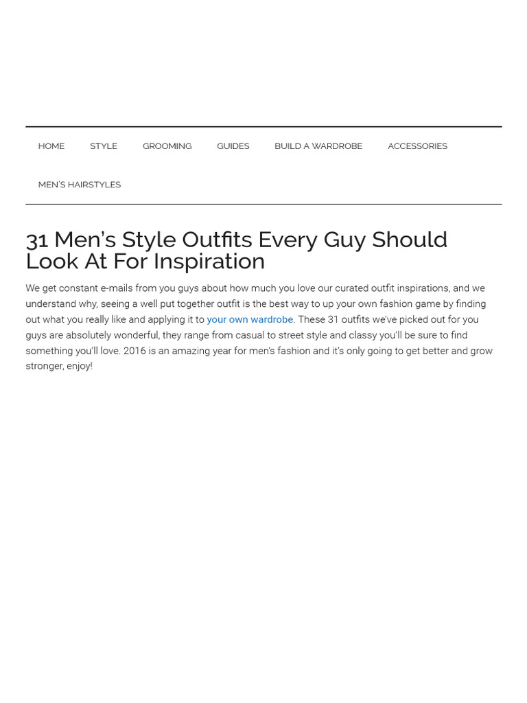 31 Men's Style Outfits Every Guy Should Look at For Inspiration | PDF ...