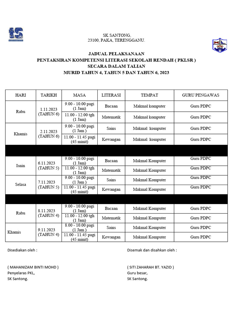 Jadual Pelaksanaan PKLSR | PDF