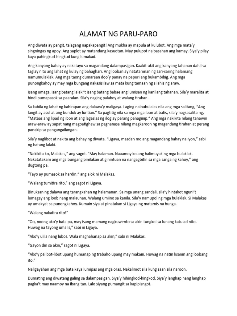 Alamat NG Paru-Paro | PDF