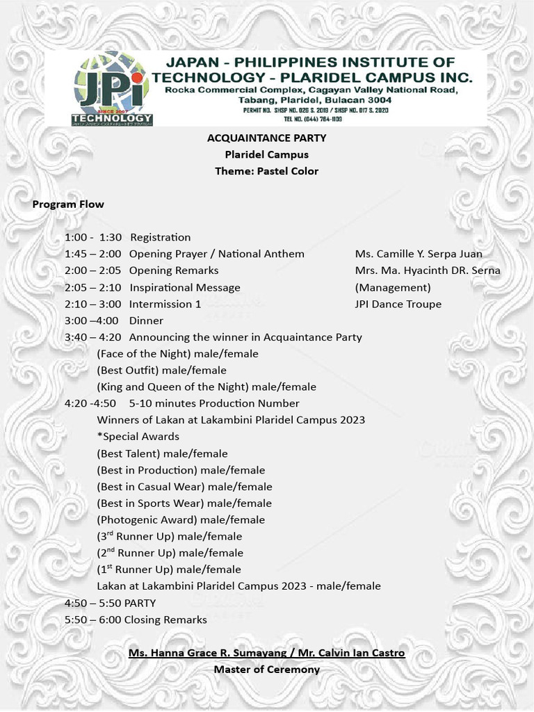 Program Flow Acquaintance Party | PDF