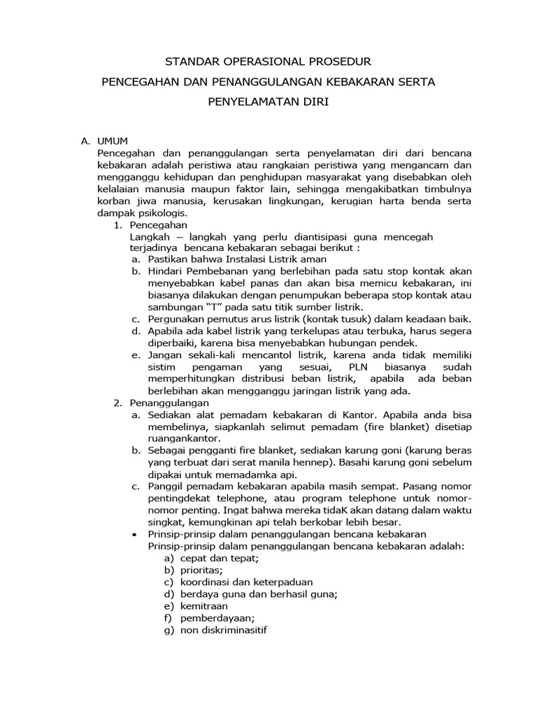 Standar Operasional Prosedur Penanganan Bencana | PDF