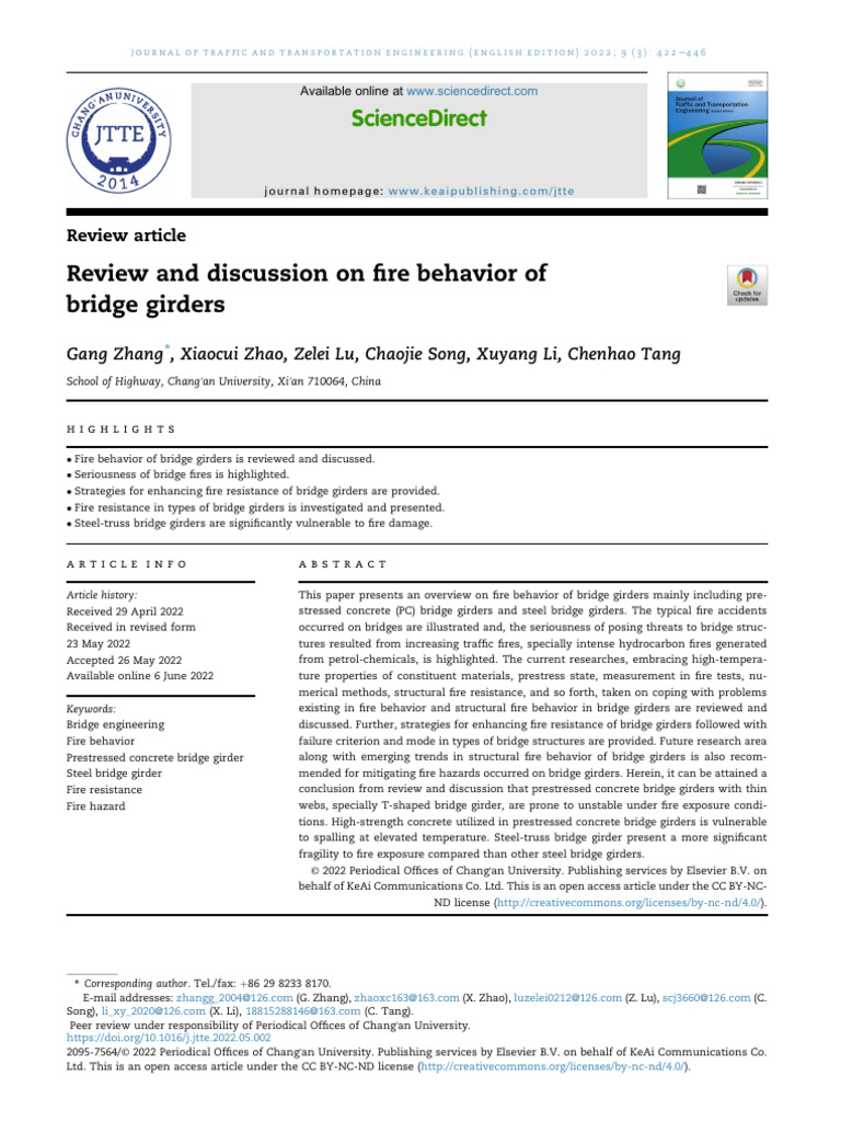 Review and Discussion On Fire Behavior of Bridge Girders | PDF ...