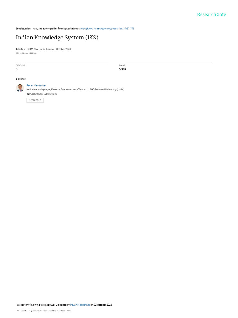 Indian Knowledge System | PDF | Vedas | Curriculum