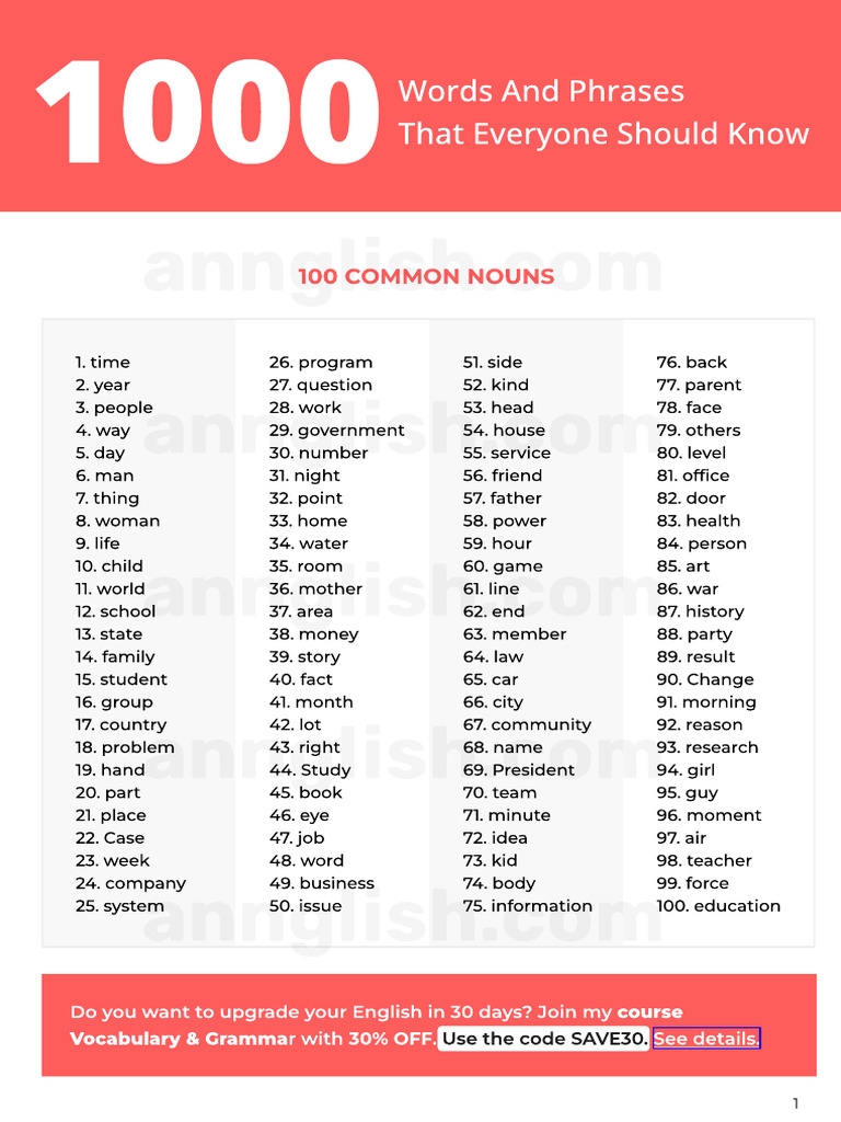 Essential English Vocabulary Guide | PDF | English Language