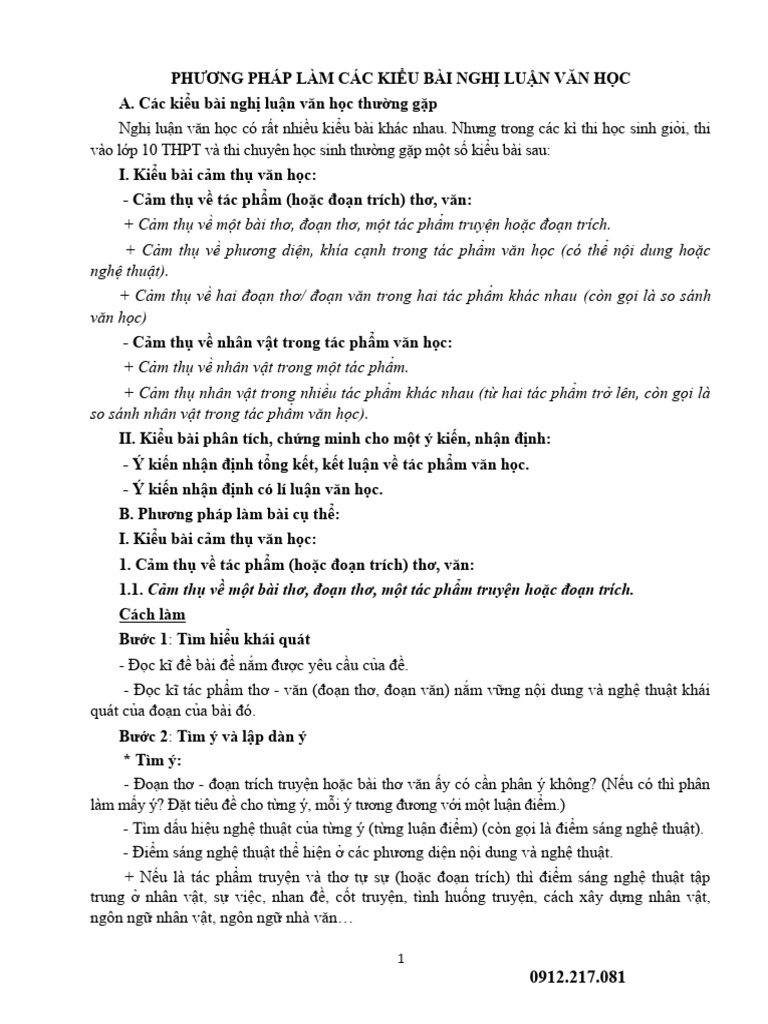 Huong Dan Lam Bai Van Nghi Luan Van Hoc | PDF