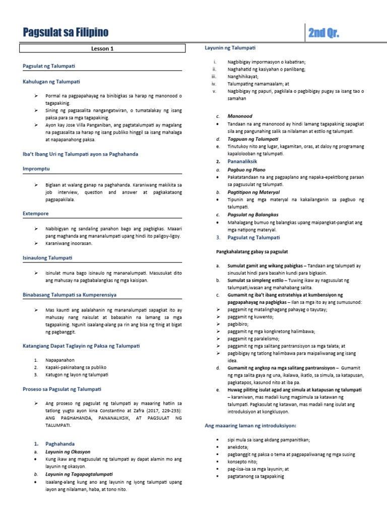 Pagsulat Sa Filipino | PDF