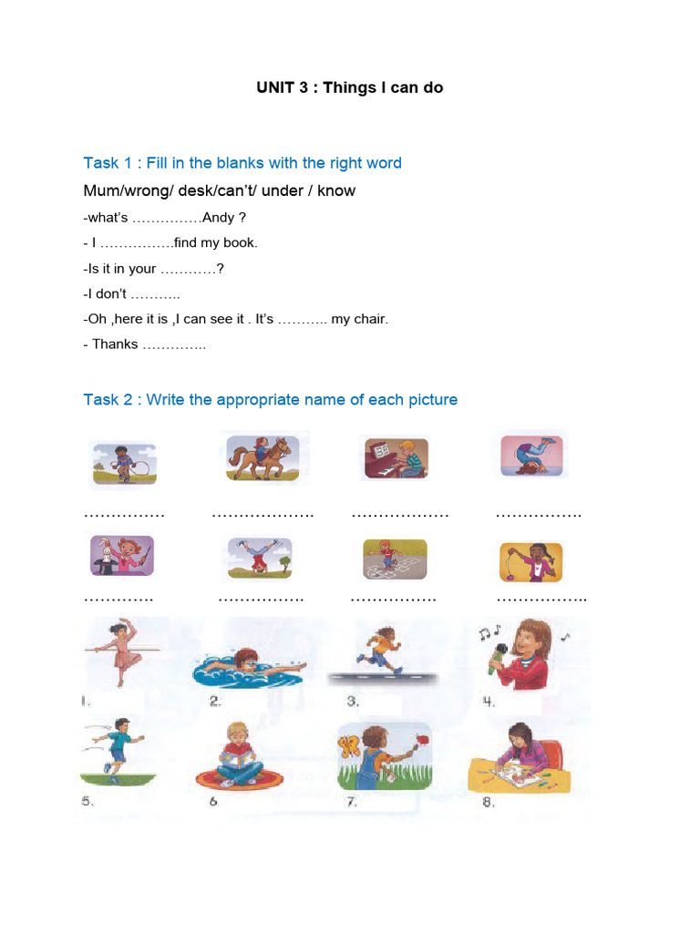 Unit 3 Things I Can Do | PDF
