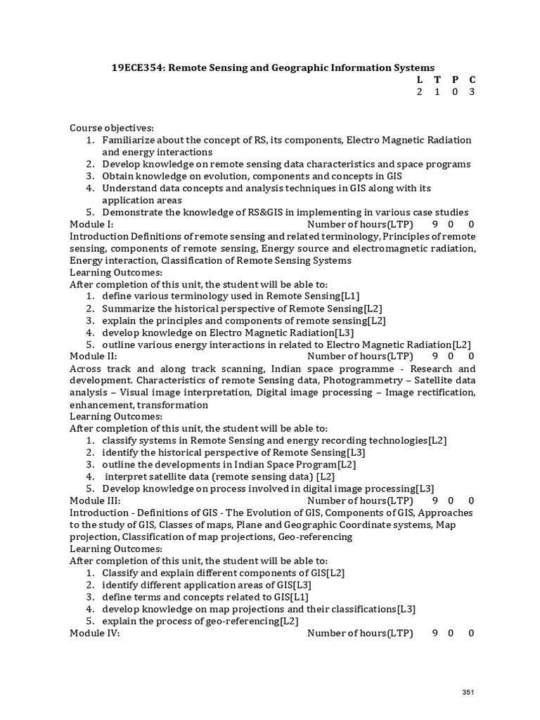 19ECE354-Remote Sensing and Geographic Information Systems | PDF ... 19ECE354-Remote Sensing and Geographic Information Systems | PDF ...