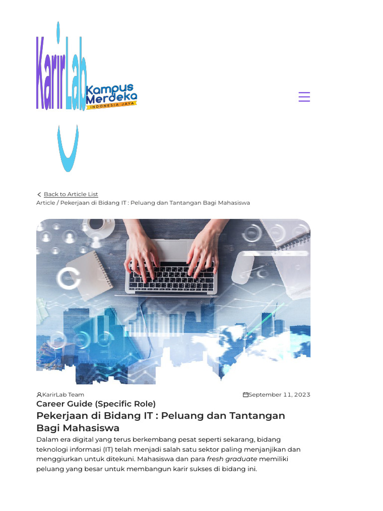 Karirlab Co Article Pekerjaan Di Bidang It Peluang Dan Tantangan Bagi ...