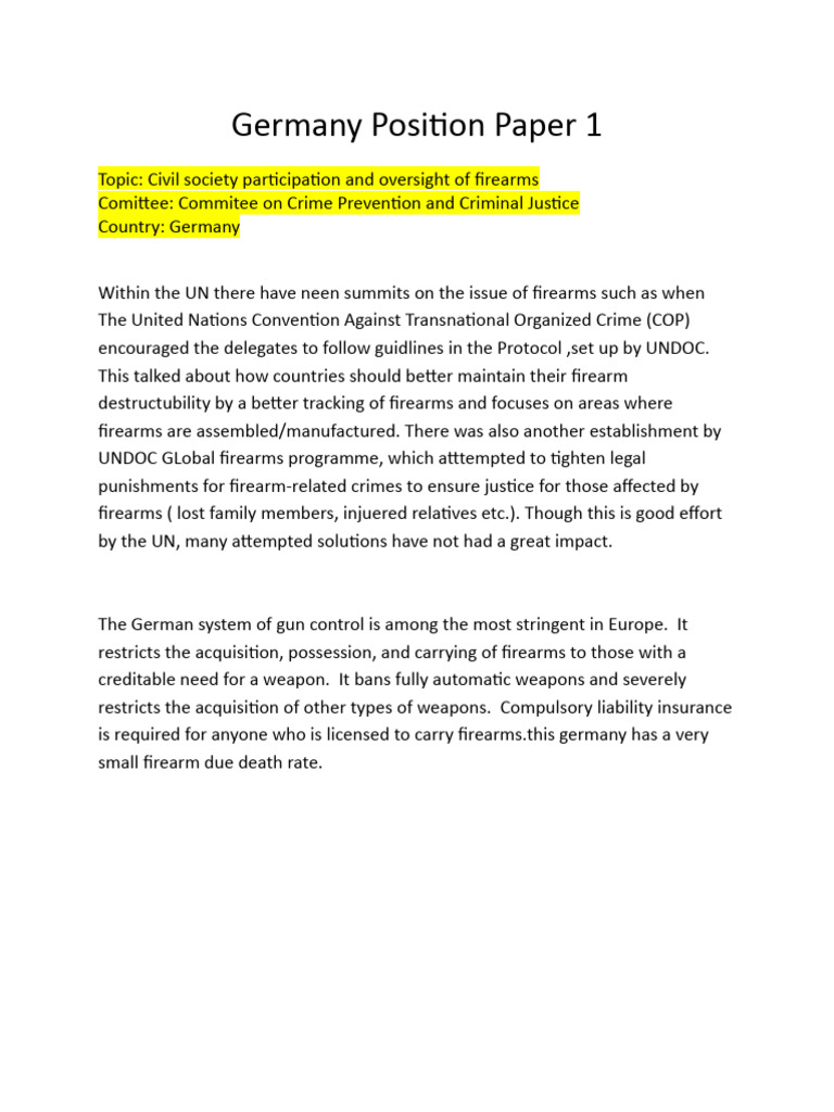 MUN Position Paper 1 | PDF MUN Position Paper 1 | PDF