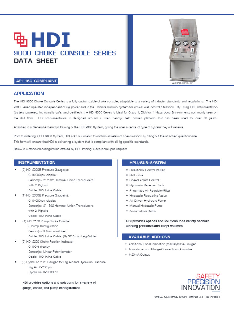 9000 Choke Console Series - Questionnaire | PDF | Instrumentation | Valve