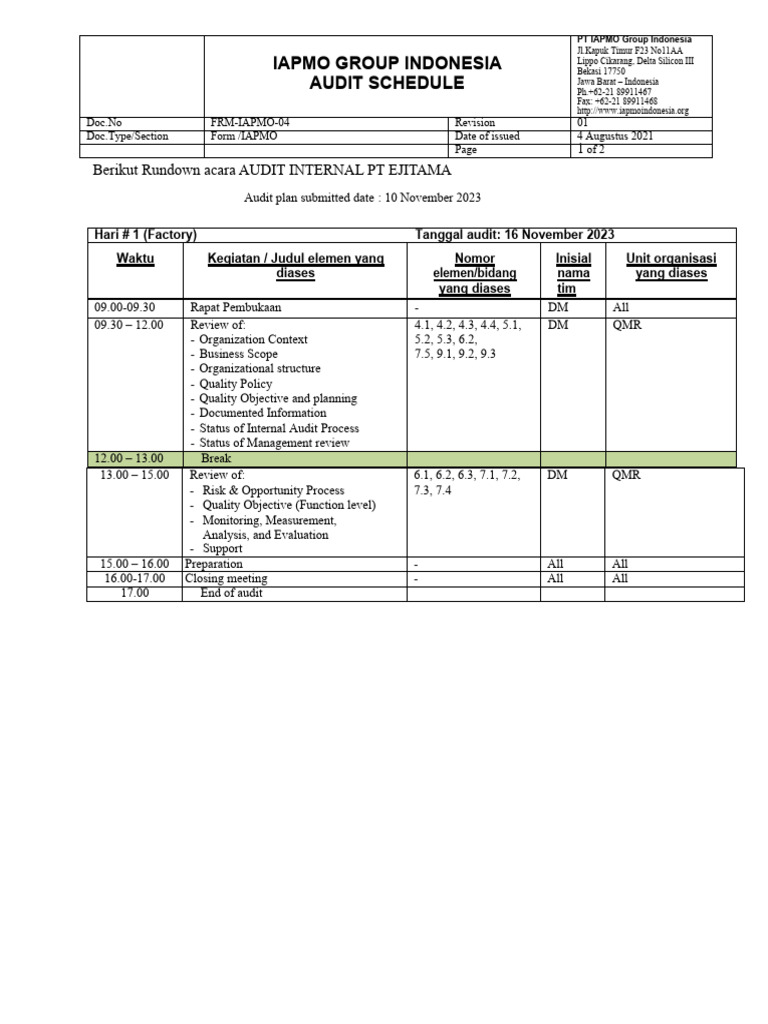 Rundown Acara Audit | PDF | Financial Services | Accounting