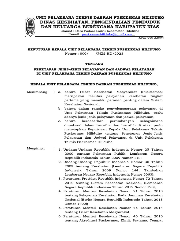 Sk. Jenis-Jenis Pelayanan | PDF