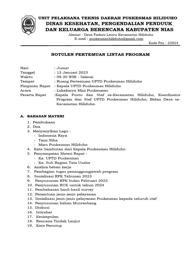 Notulen Lokmin Bulanan 2023 | PDF