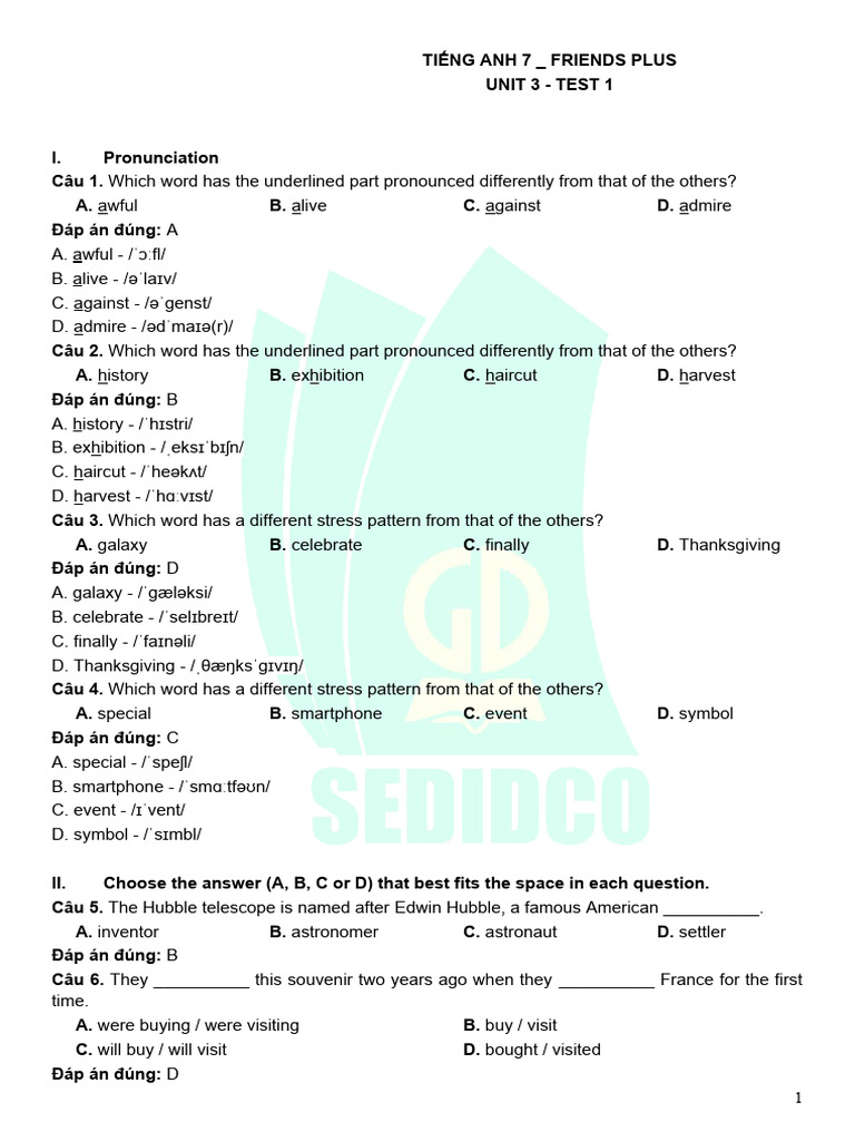 Unit 3 Test 1: Friends Plus 7 | PDF | Leonardo Da Vinci