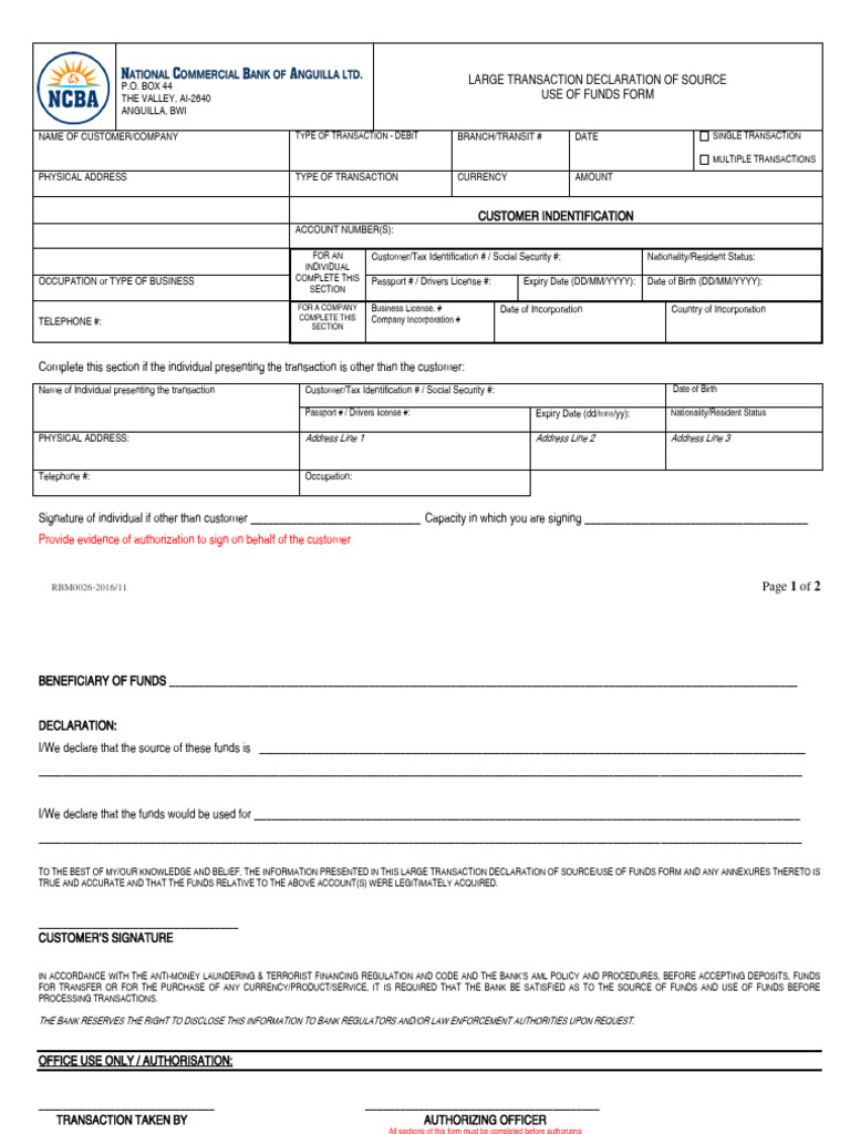 Edeclaration of Source Funds Form | PDF | Banks | Money Laundering