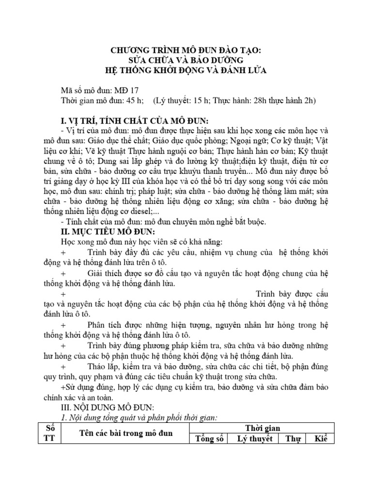 MĐ 17 BDSC He Thong Khoi Dong Danh Lua | PDF