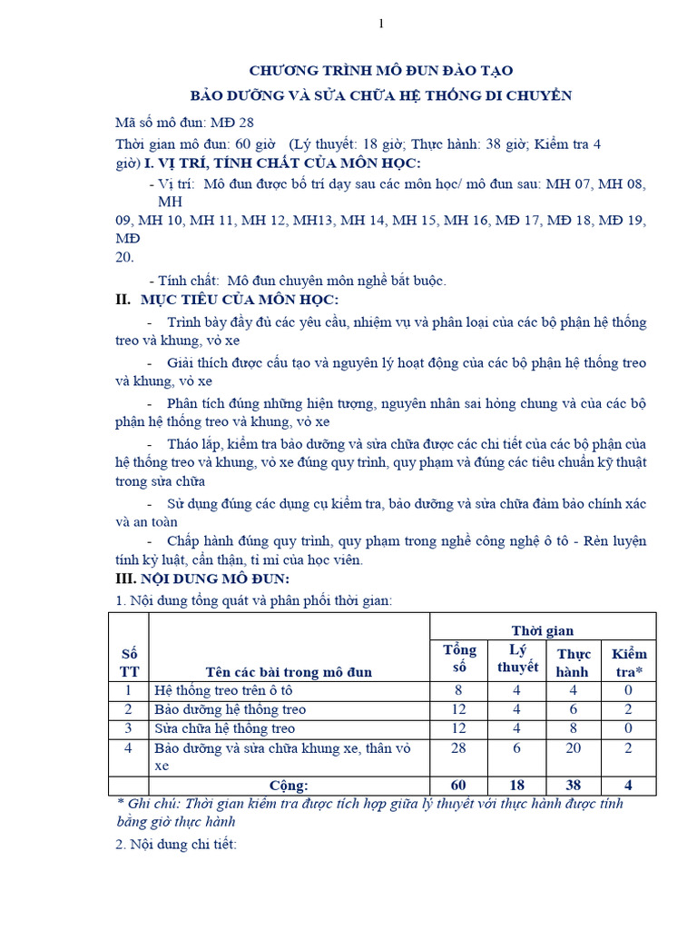MĐ 21 BDSC He Thong Di Chuyen | PDF