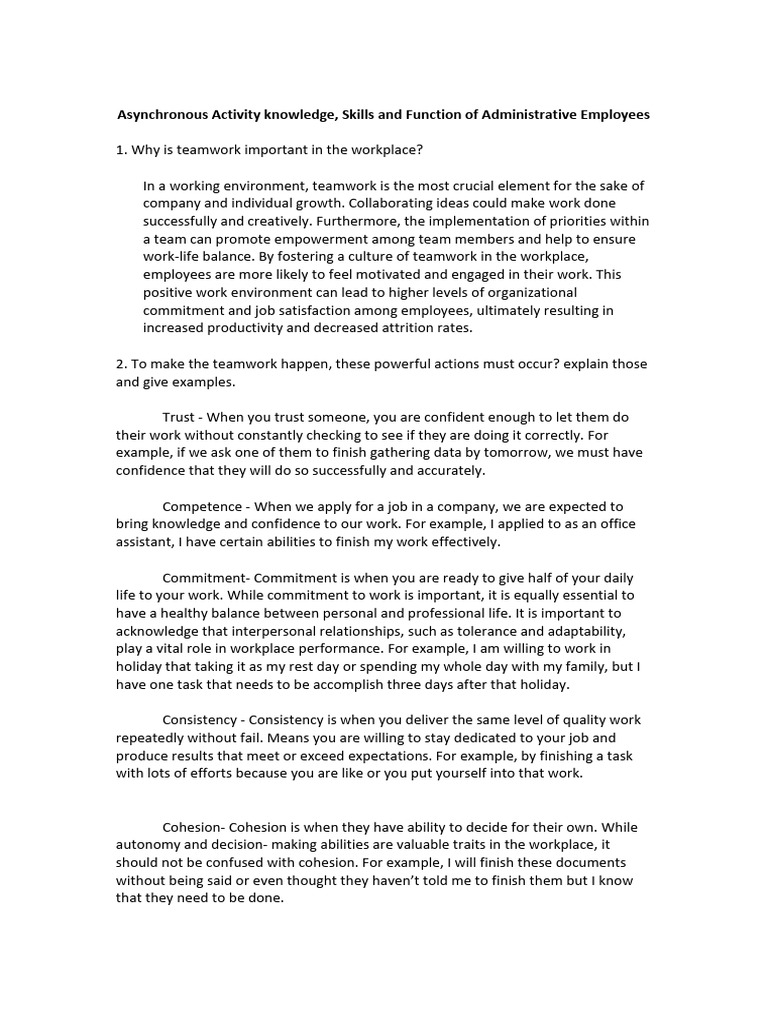 Asynchronous Activity Knowledge, Skills and Function of Administrative ...