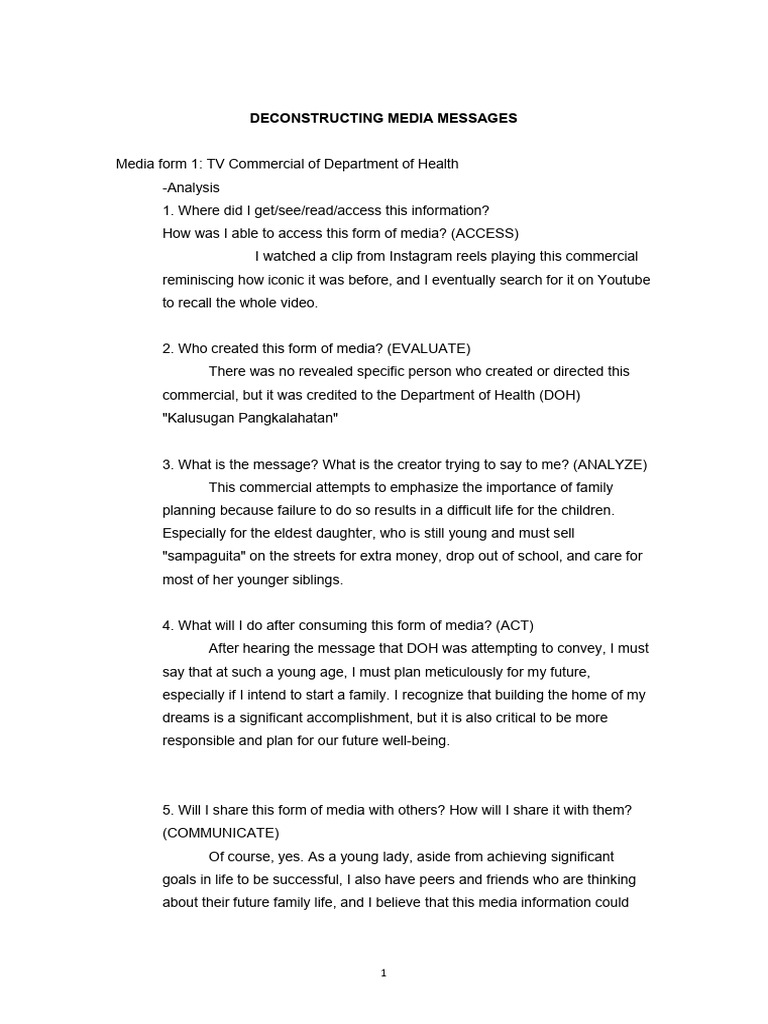 Deconstructing Media Messages | PDF | Social Media | Popular Culture ...