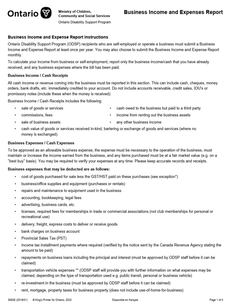 Business Income and Expense Report Instructions | PDF | Expense | Tax ...