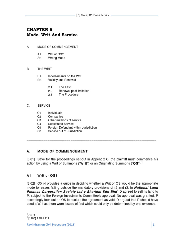 (Chap 6) Mode, Writ and Service | PDF | Service Of Process | Affidavit