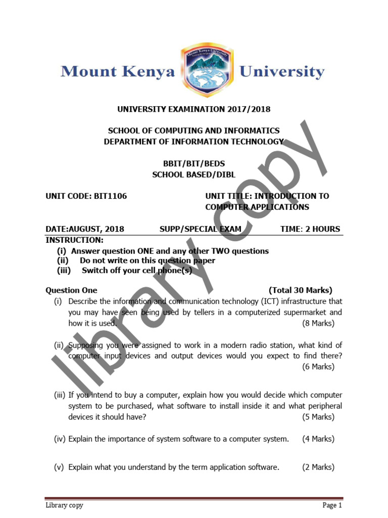 Bit1106 Introduction To Computer Application Packages SB Supp | PDF | Software | Application ...