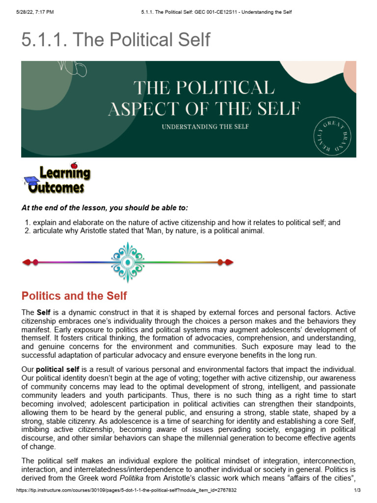 5.1.1. The Political Self - GEC 001-CE12S11 - Understanding The Self ...