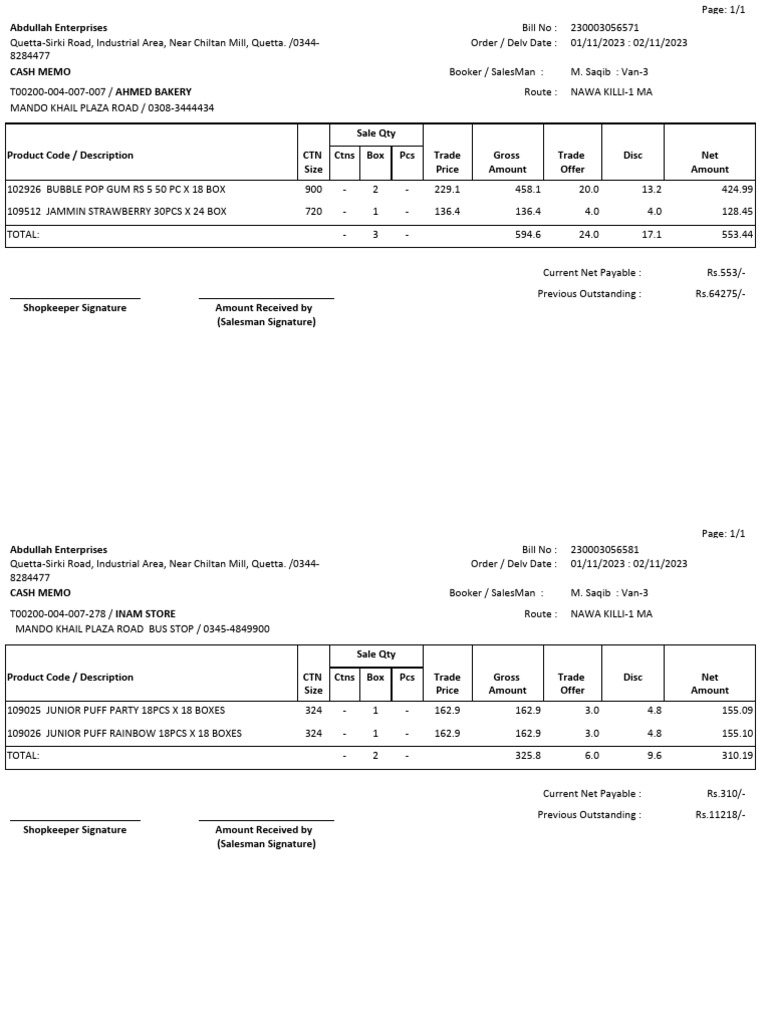 M Saqib Bills | PDF