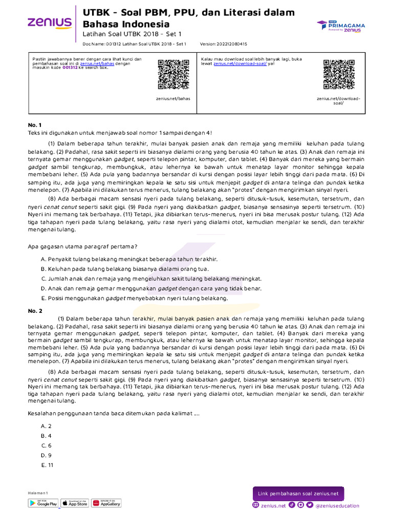 Latihan Soal UTBK 2018 | PDF